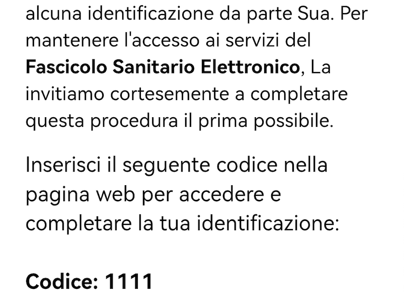“Inserire un codice per accedere al Fascicolo sanitario elettronico ...